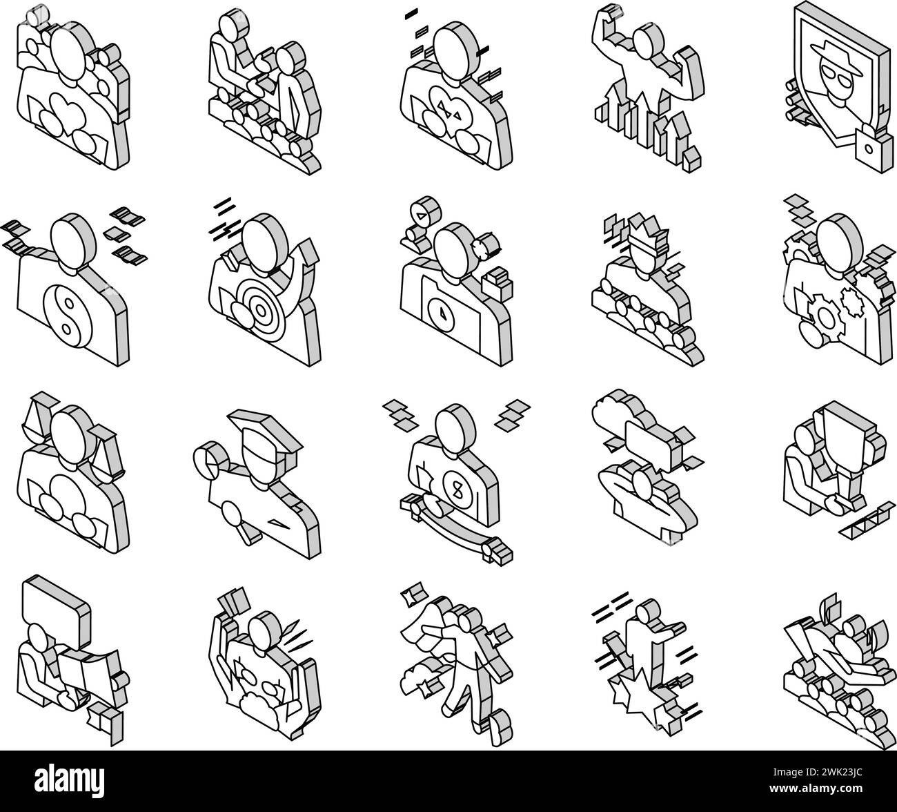 Values Human Life Collection isometric icons set vector Stock Vector ...