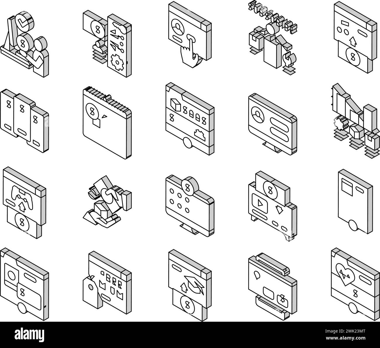 Subscription Content Collection isometric icons set vector Stock Vector ...