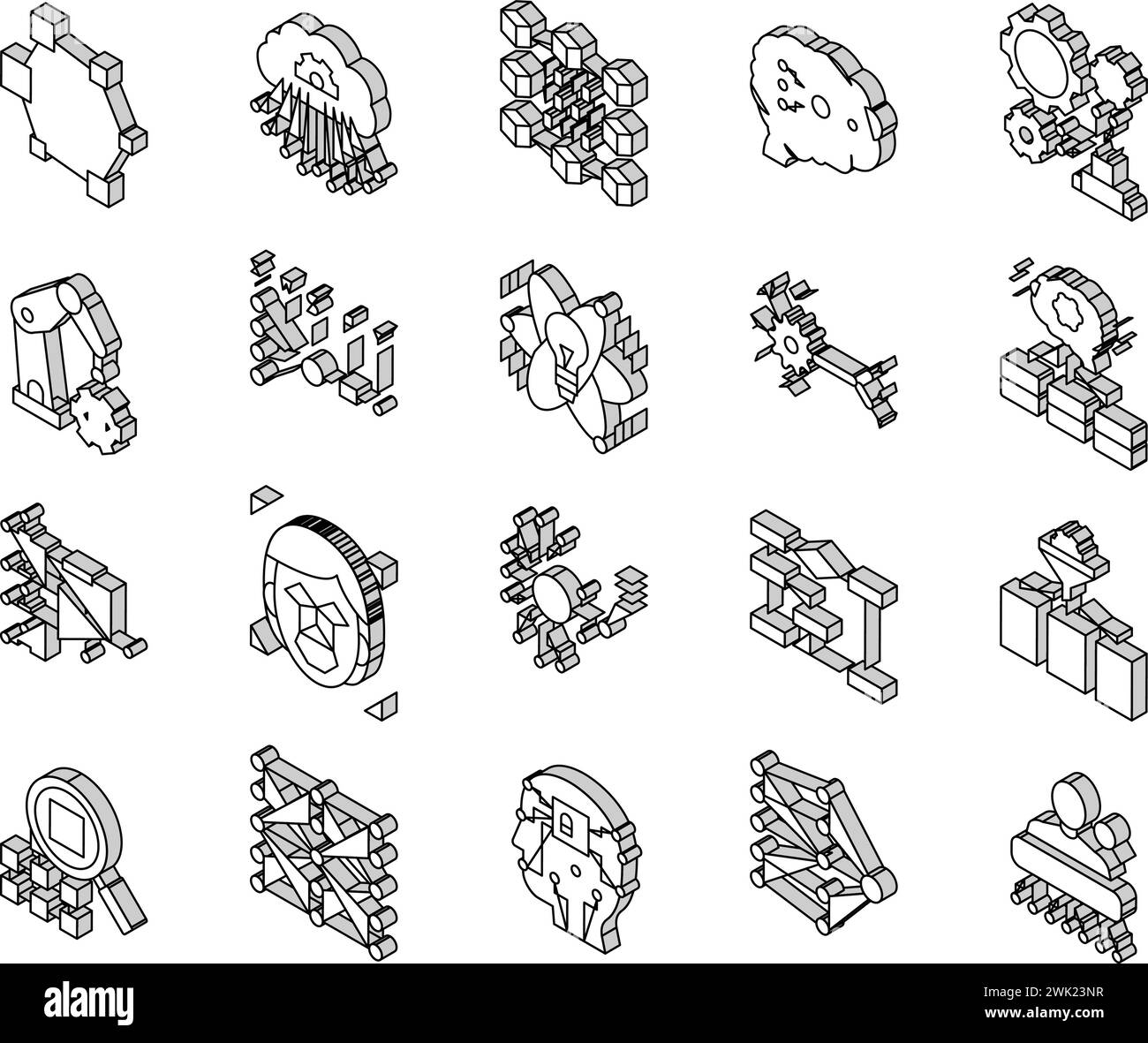 Neural Network And Ai Collection isometric icons set vector Stock ... Neural Network And Ai Collection isometric icons set vector Stock ...