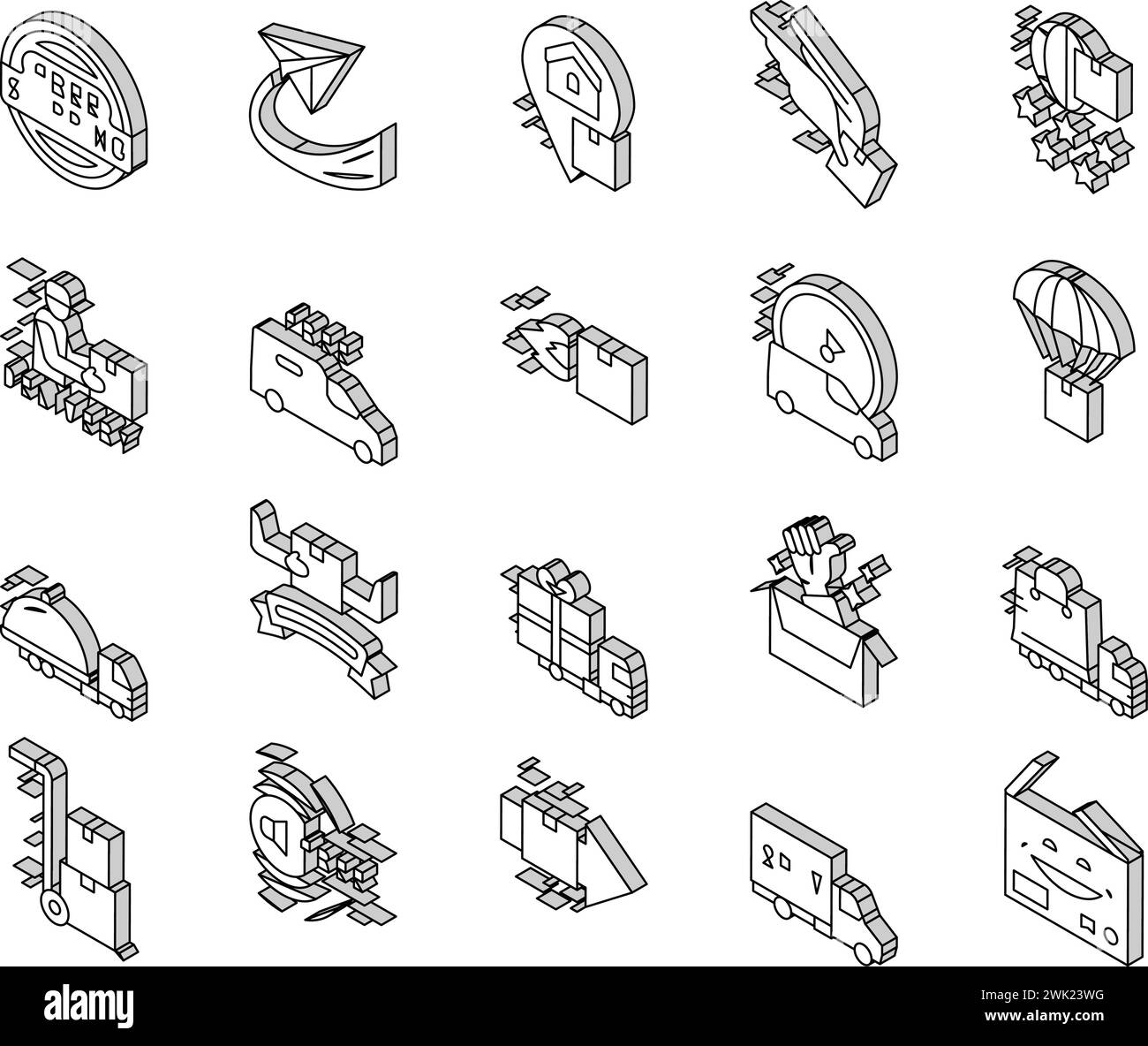 Free Shipping Service Collection Isometric Icons Set Vector Stock Vector Image And Art Alamy