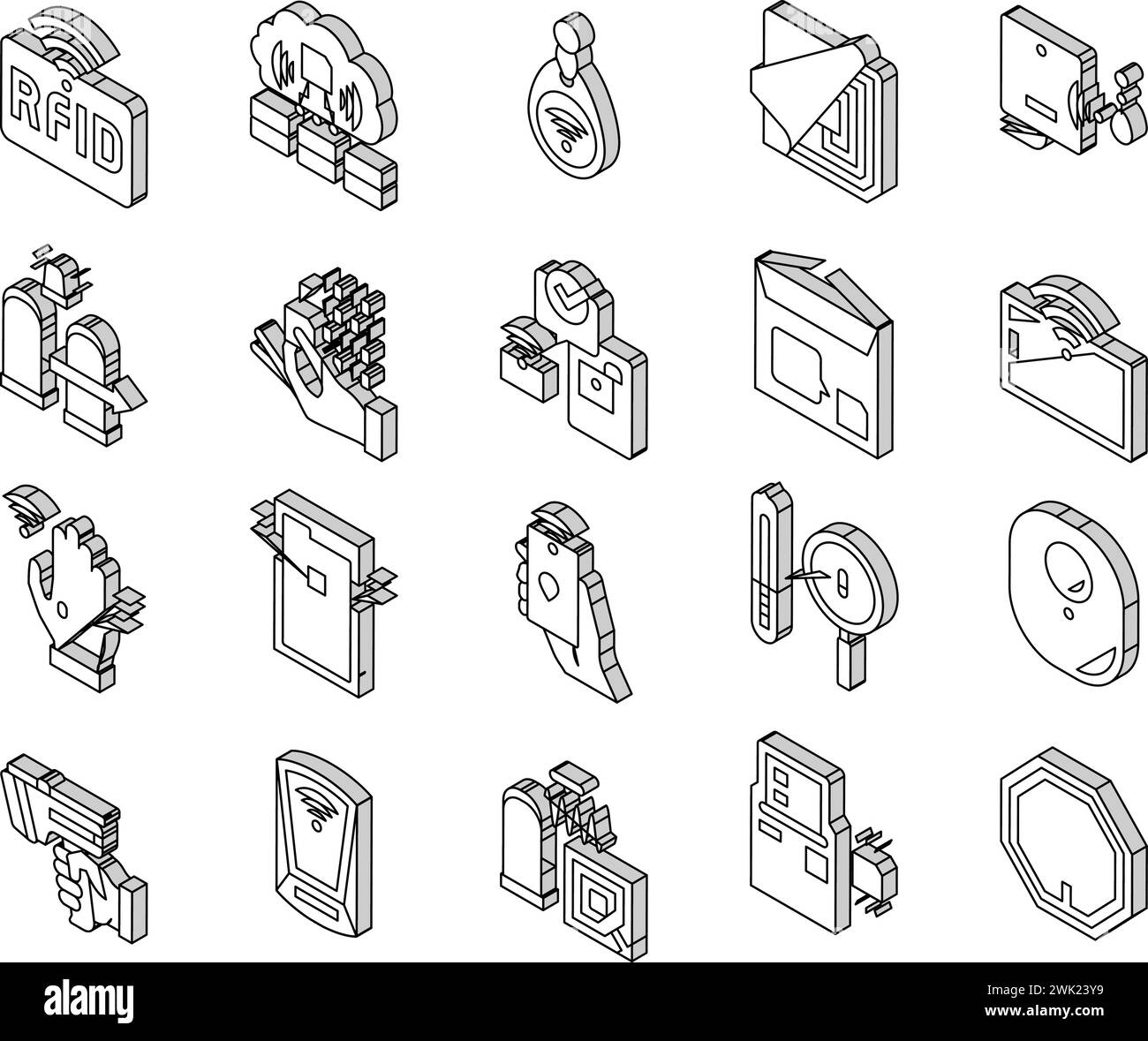 Rfid Chip Technology Collection isometric icons set vector Stock Vector ... Rfid Chip Technology Collection isometric icons set vector Stock Vector ...