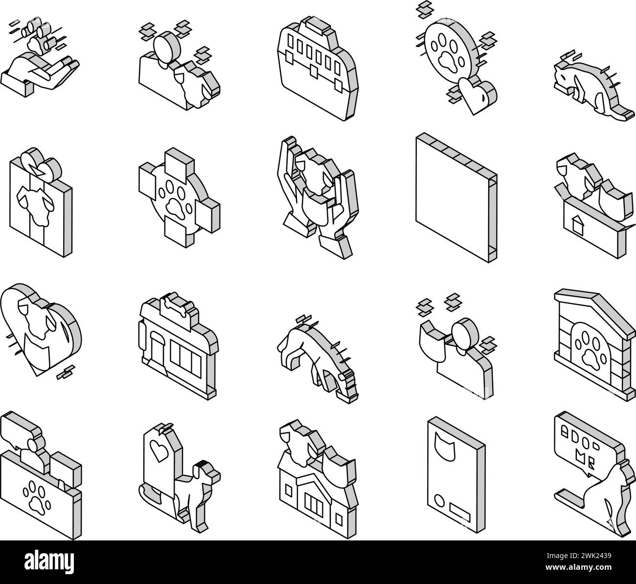 Animal Pet Shelter Collection isometric icons set vector Stock Vector ...