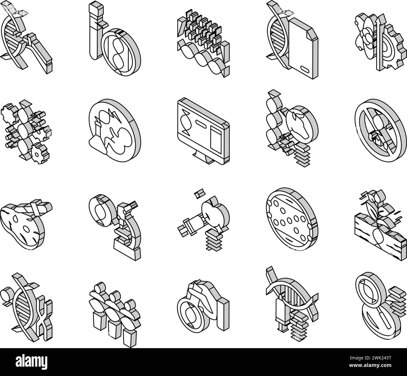 Genetic Engineering Collection Isometric Icons Set Vector Illustration
