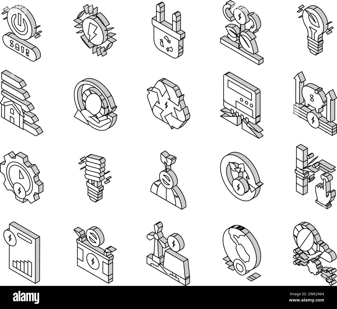 Energy Saving Tool Collection isometric icons set vector Stock Vector ...