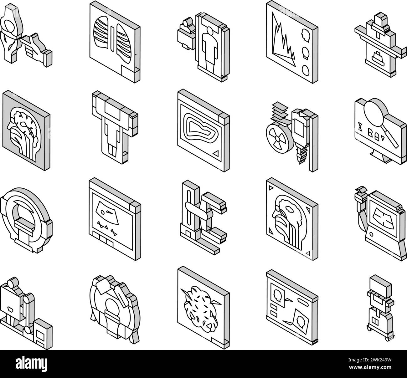 Radiology Equipment Collection Isometric Icons Set Vector Illustration Stock Vector Image And Art