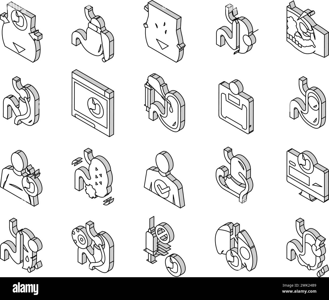 Bariatric Surgery Collection isometric icons set vector Stock Vector ...