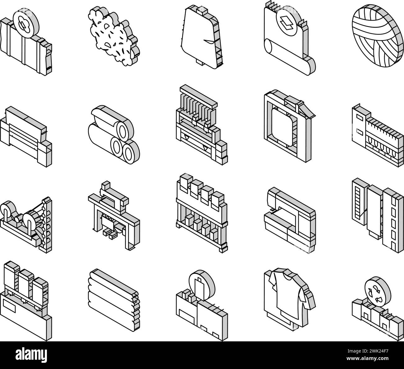 Textile Production Collection Isometric Icons Set Vector Stock Vector