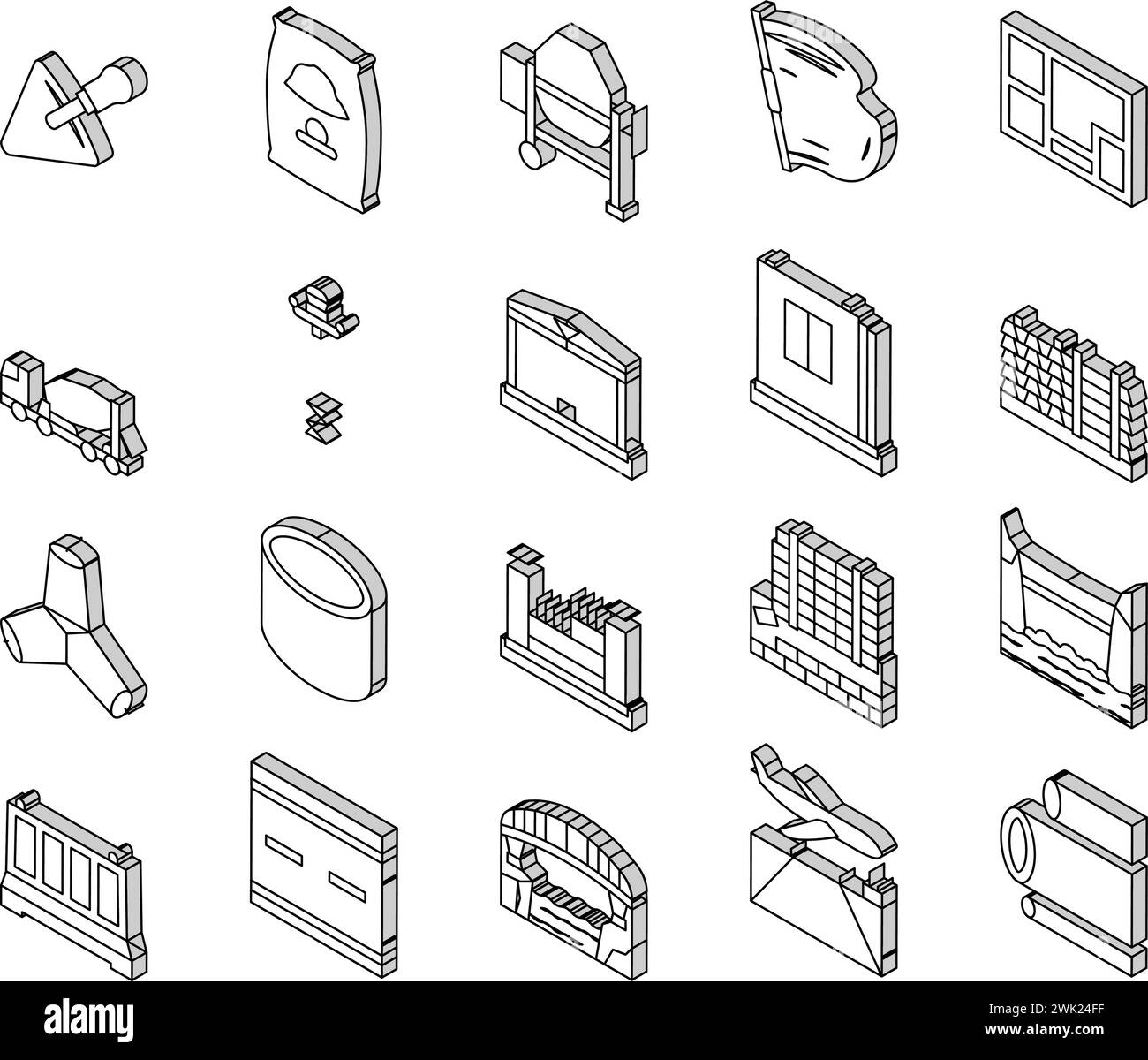 Concrete Production Collection isometric icons set vector Stock Vector ...