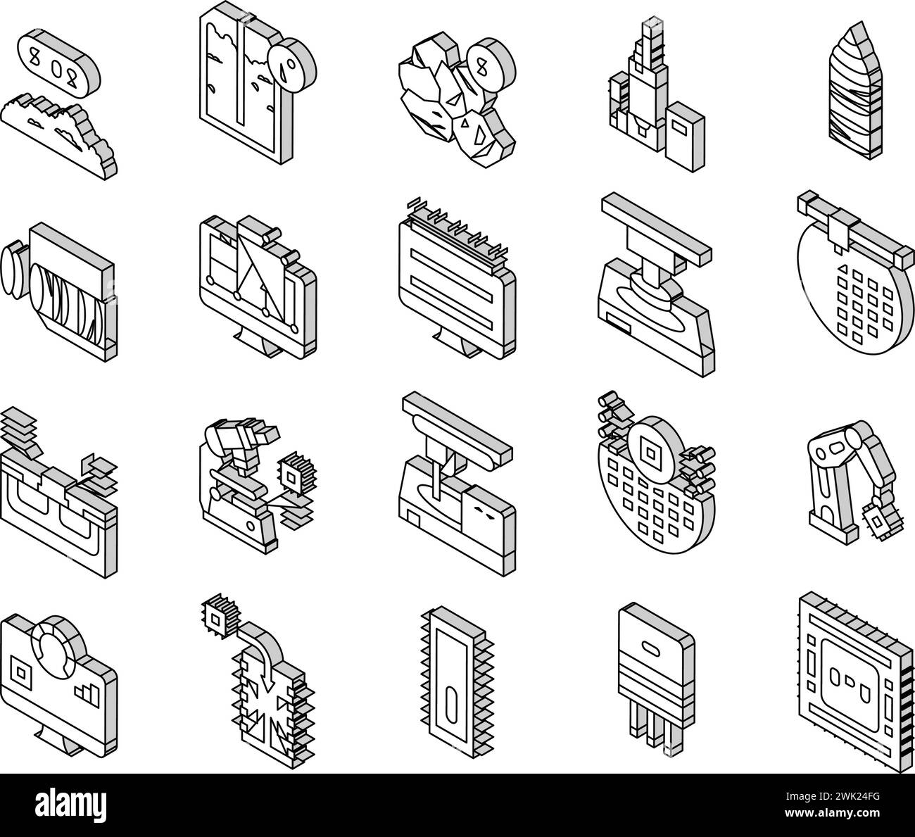 Semiconductor Manufacturing Plant Isometric Icons Set Vector Stock Vector Image And Art Alamy