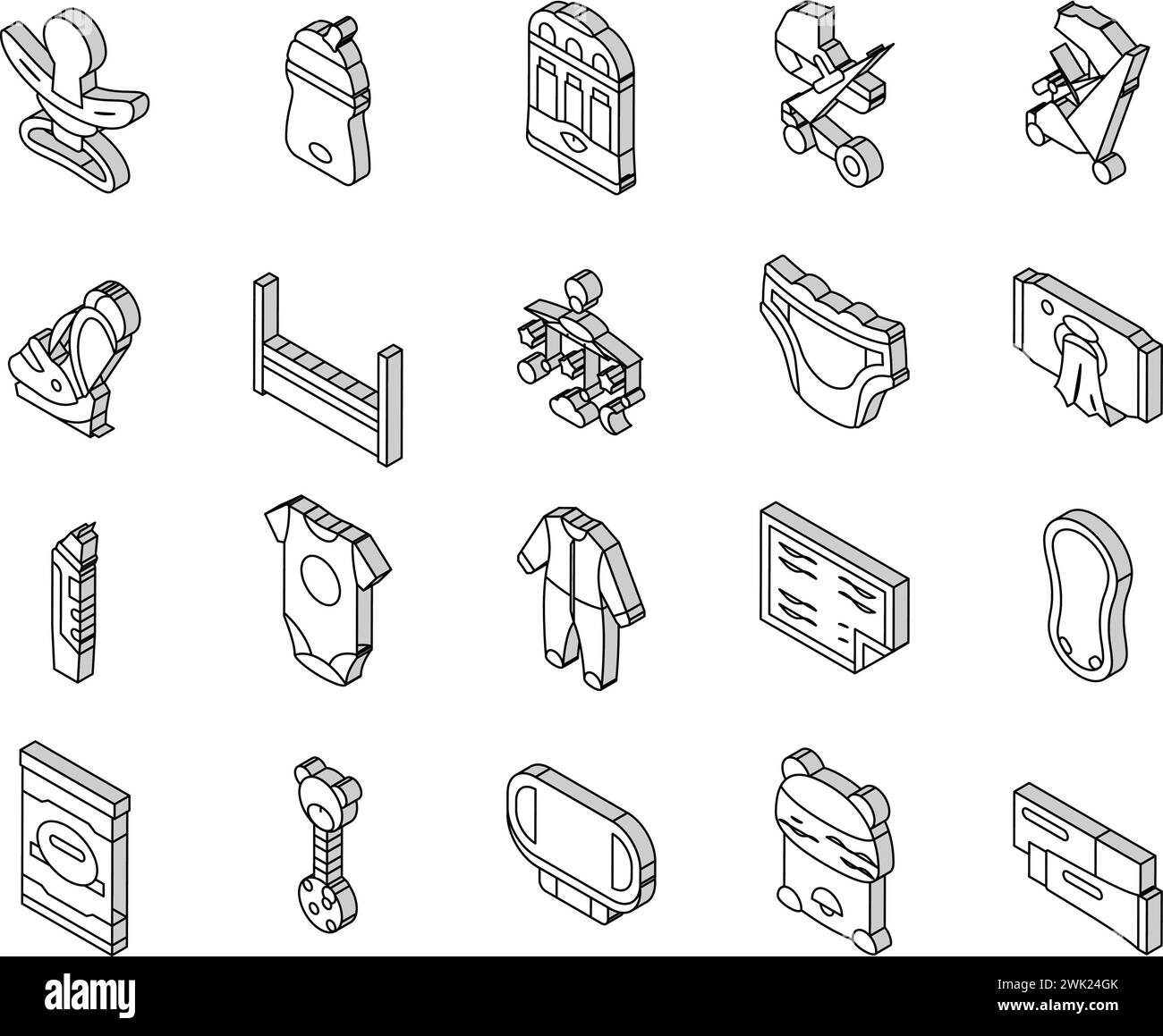 Baby Shop Selling Tool Collection isometric icons set vector Stock ...