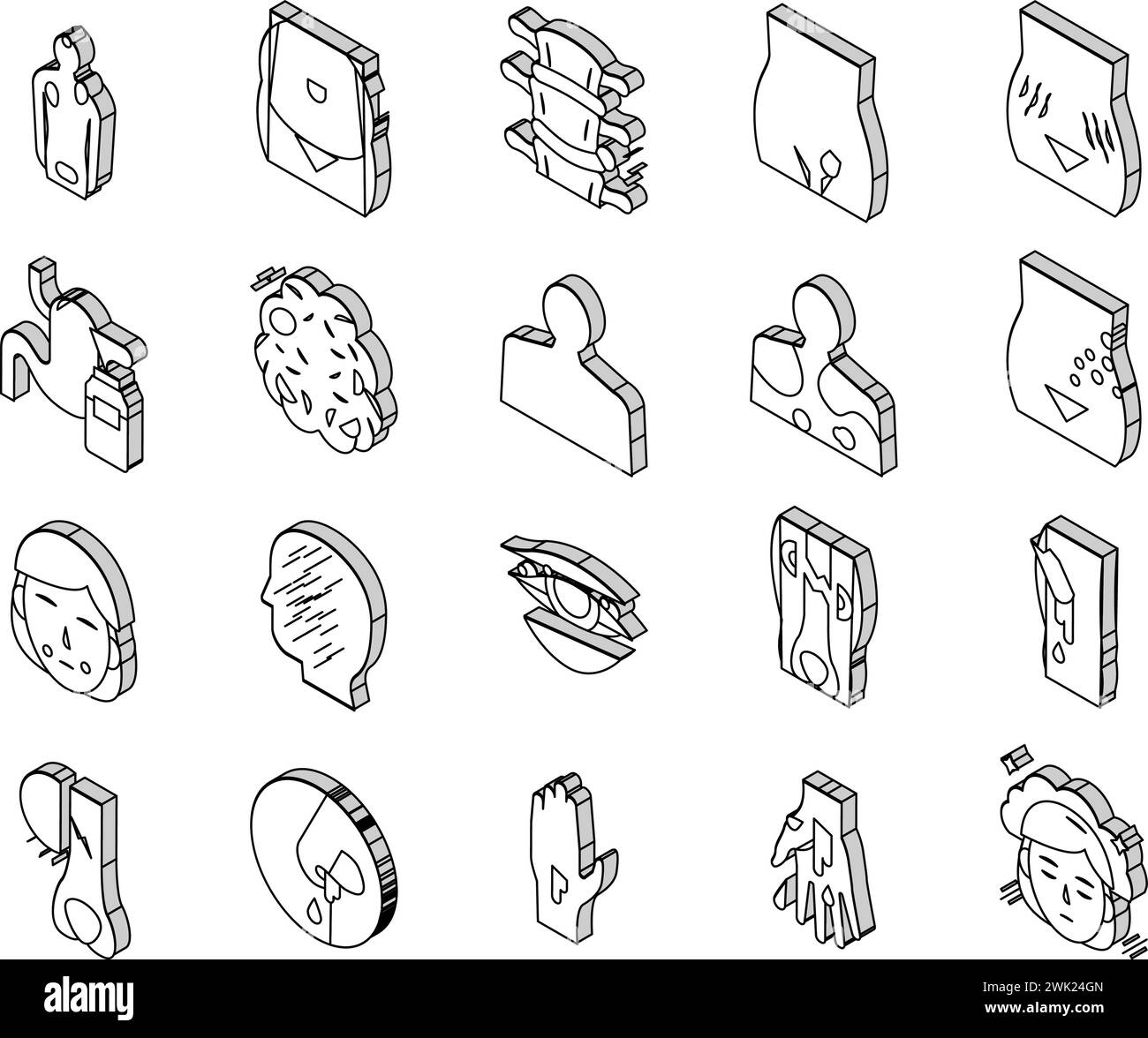 Disease Health Problem Collection isometric icons set vector Stock ...