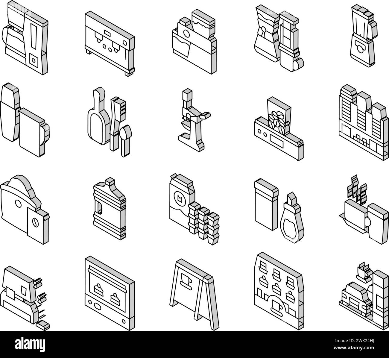 Coffee Shop Equipment Collection isometric icons set vector Stock ...