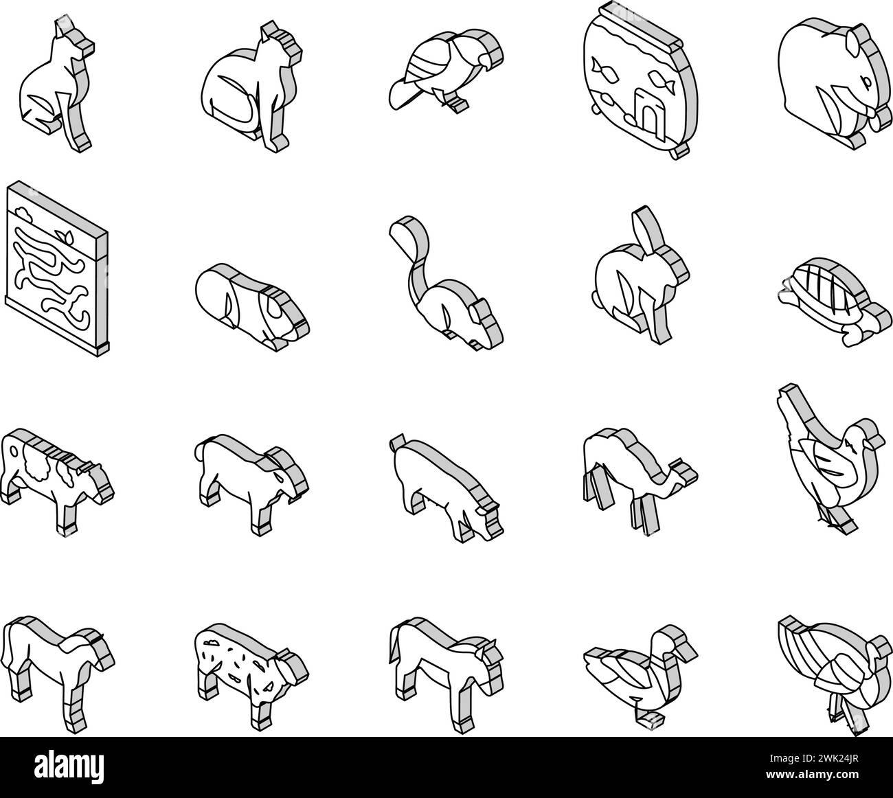 Pets Domestic Animal Collection isometric icons set vector Stock Vector ...