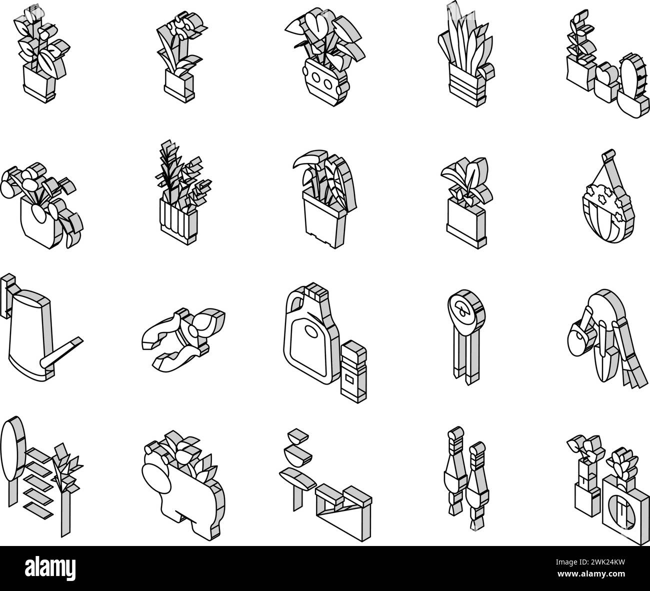 Houseplant Store Sale Collection Isometric Icons Set Vector Stock Vector Image And Art Alamy