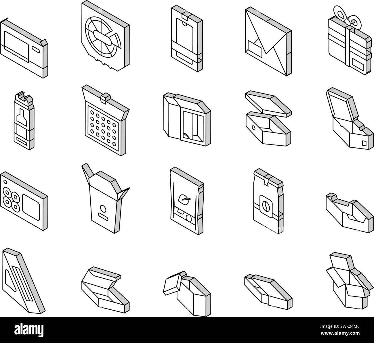Box Carton Container Collection isometric icons set vector Stock Vector ...