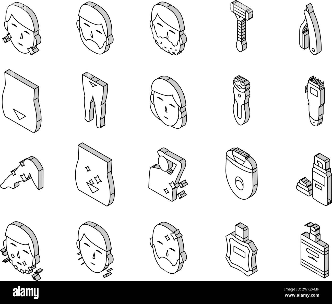Shave Treat Accessory Collection isometric icons set vector Stock ...
