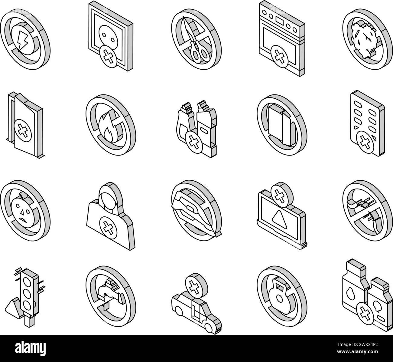 Child Life Safety Collection isometric icons set vector Stock Vector ...