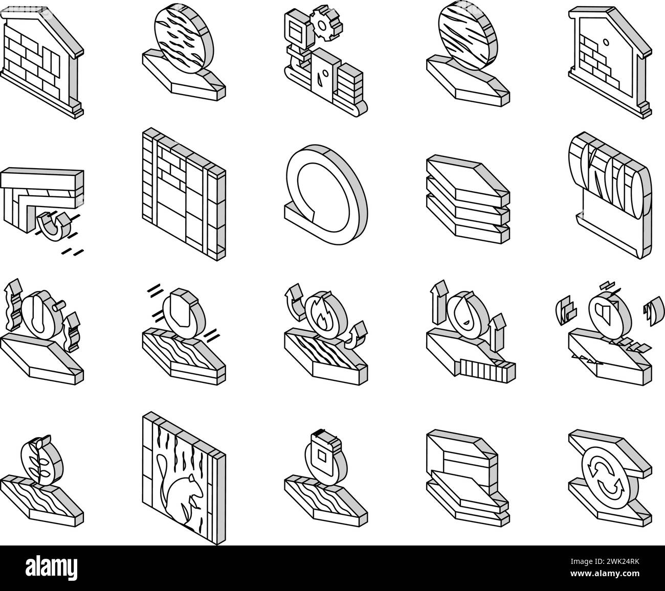 Mineral Wool Material Collection isometric icons set vector Stock ... Mineral Wool Material Collection isometric icons set vector Stock ...