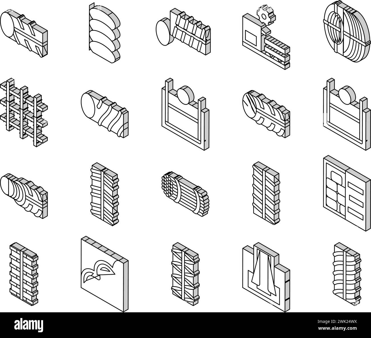 Rebar Construction Collection isometric icons set vector Stock Vector ... Rebar Construction Collection isometric icons set vector Stock Vector ...