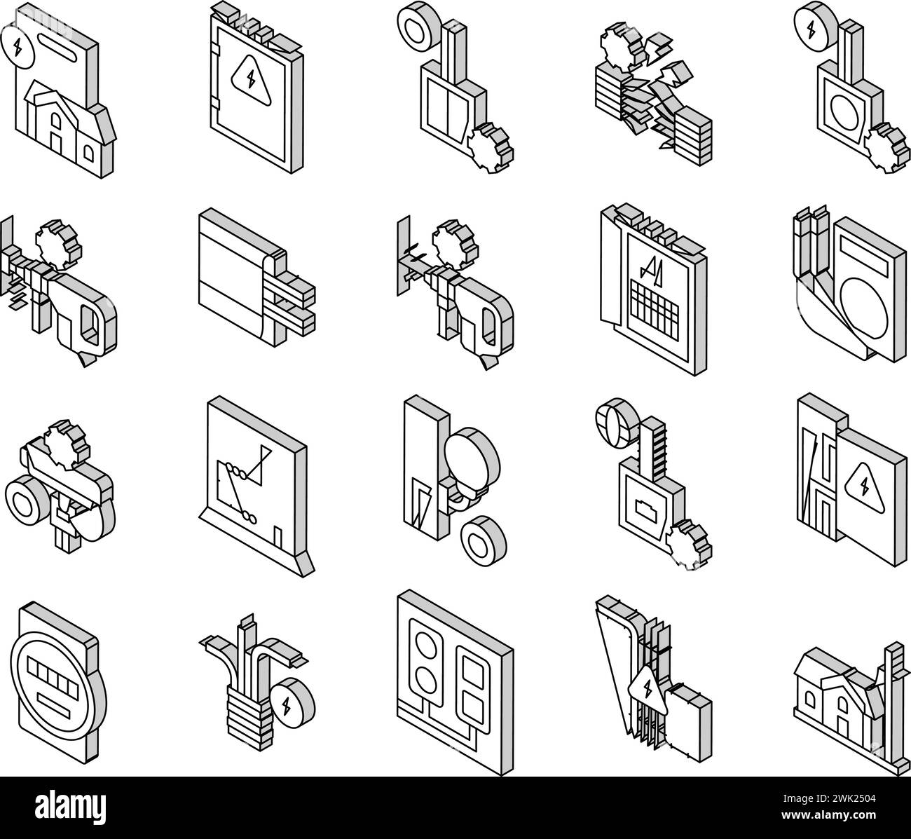 Electrical Installation Tool isometric icons set vector Stock Vector ...