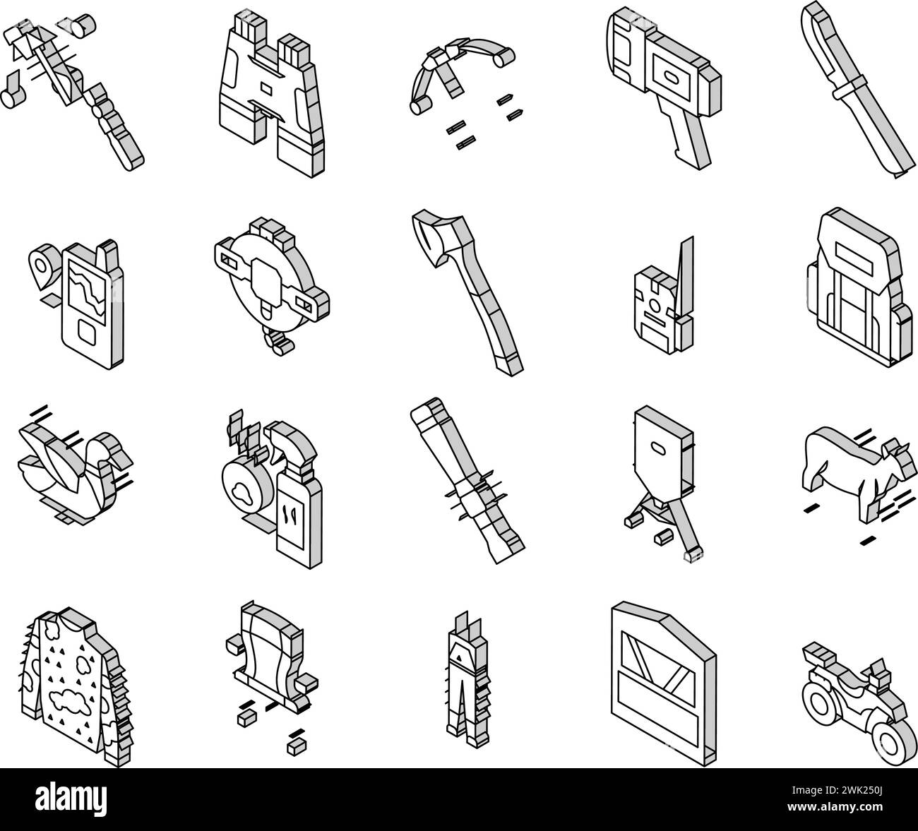 Hunting Shop Selling Collection Isometric Icons Set Vector Stock Vector