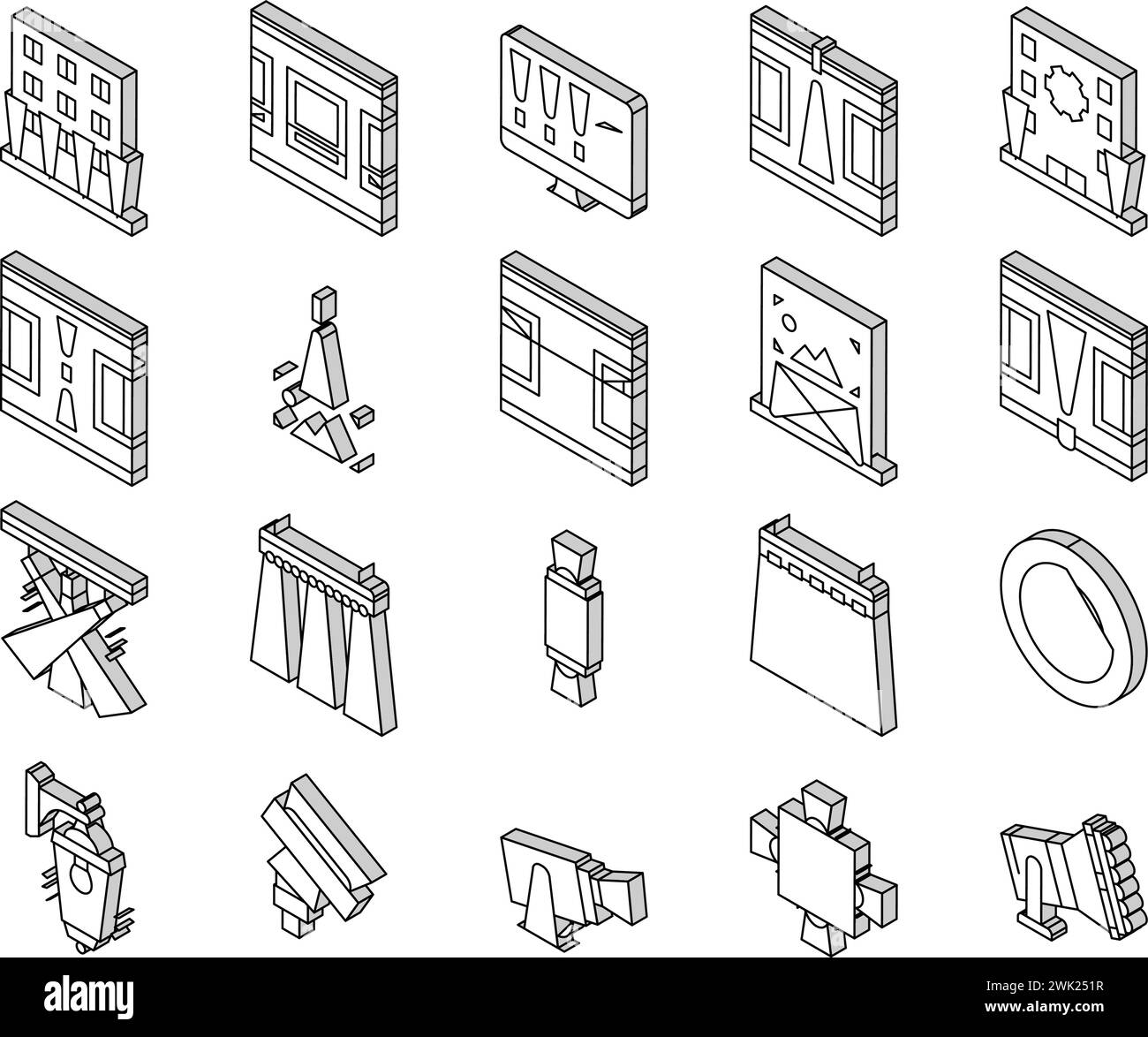 Facade Lighting Tool Collection isometric icons set vector Stock Vector ...