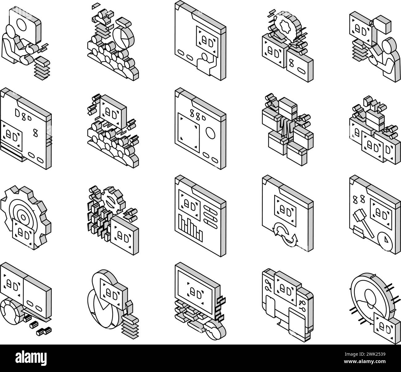 Programmatic Advertising Service isometric icons set vector Stock ...