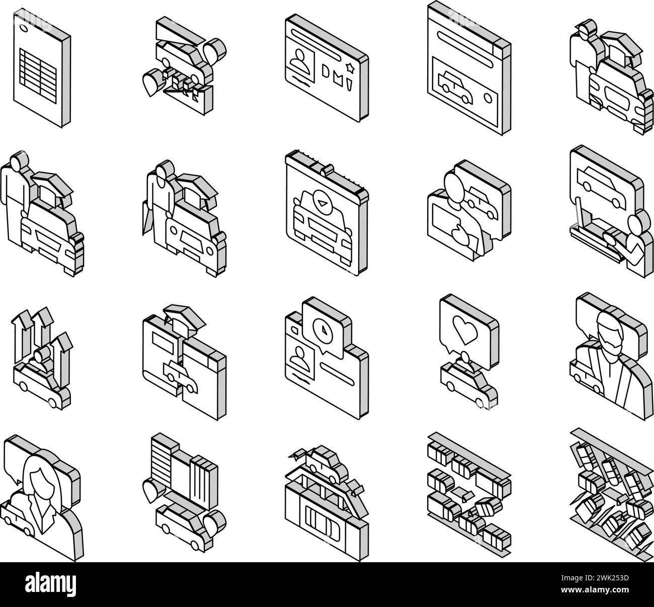 Driving School Lesson Collection Isometric Icons Set Vector Stock Vector Image And Art Alamy