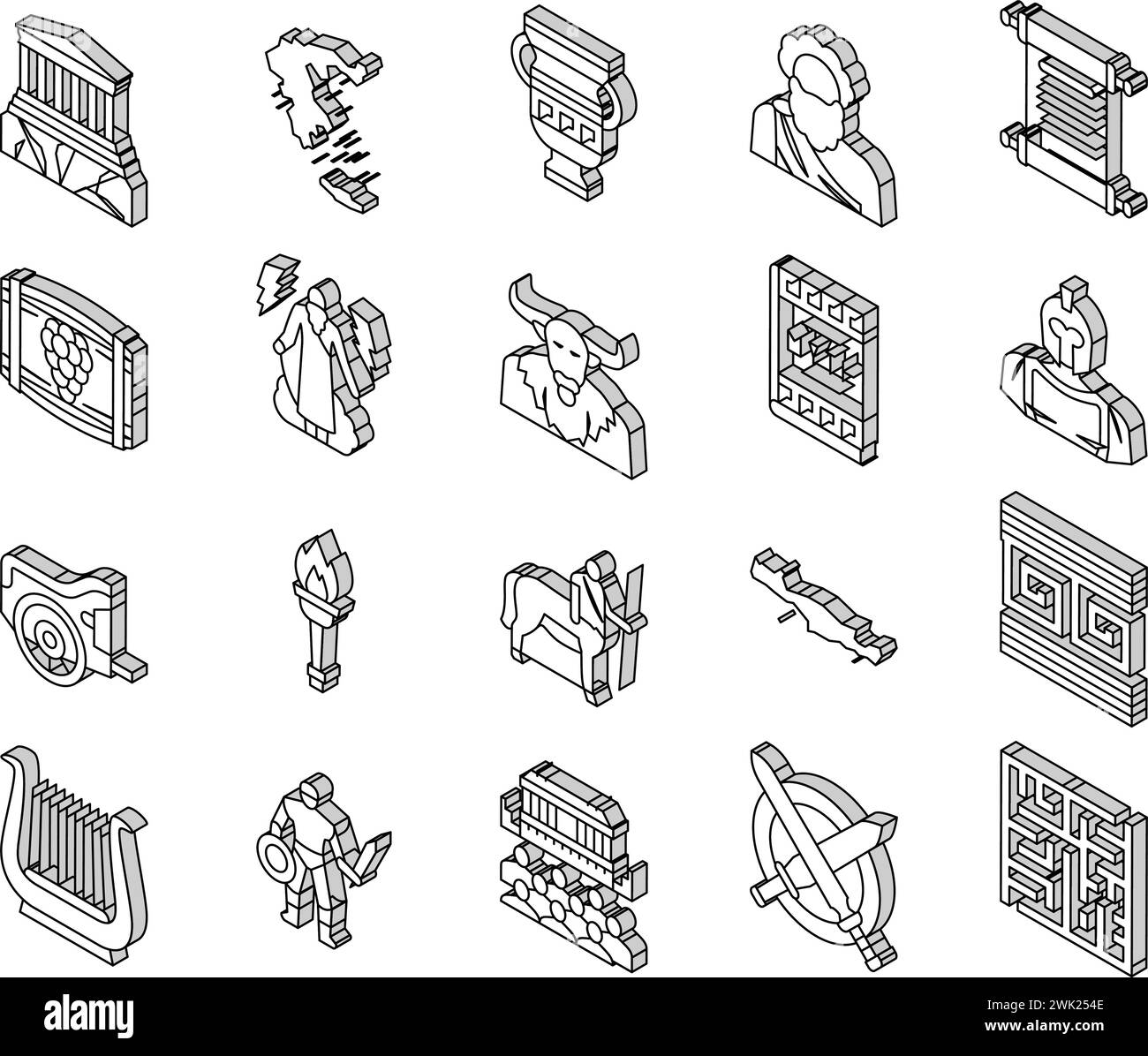 Ancient Greece Mythology History isometric icons set vector Stock ...