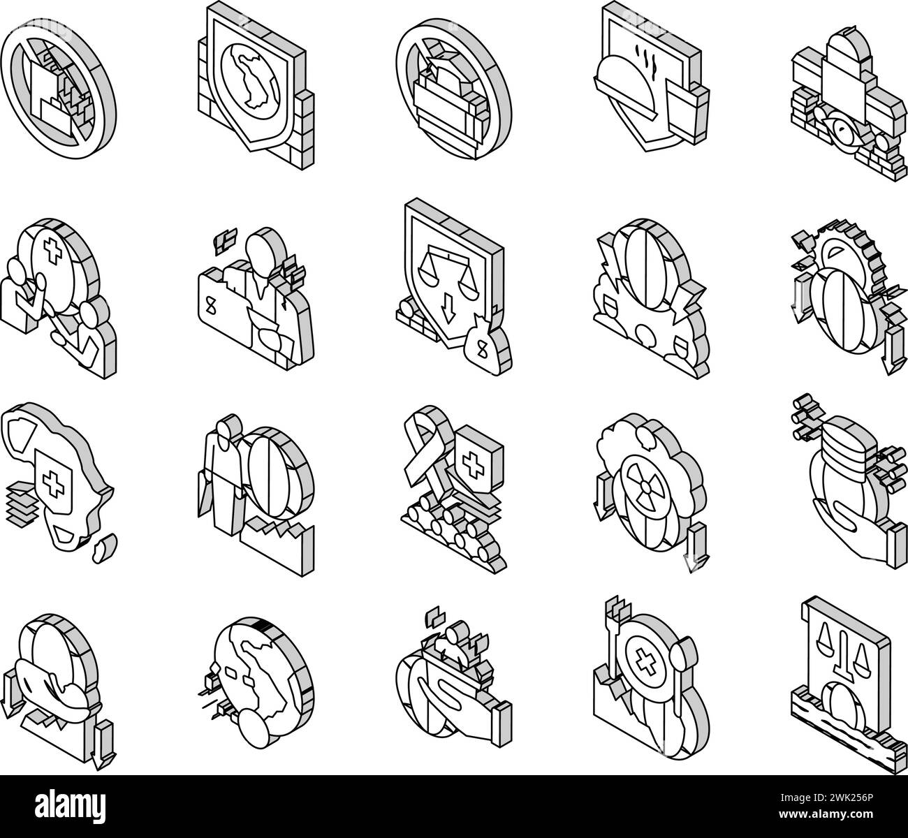 Social Public Problems Worldwide isometric icons set vector Stock ...