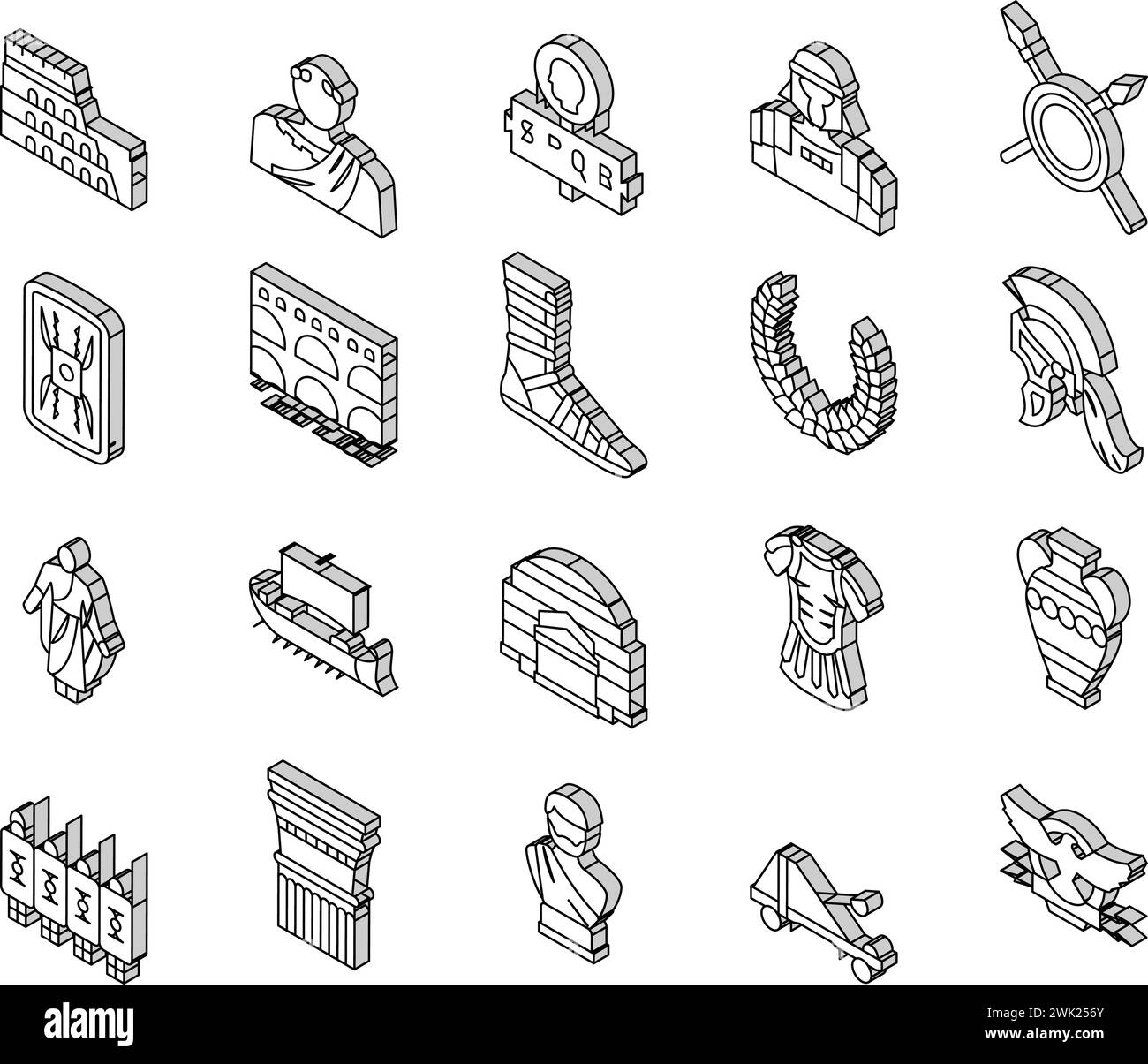 Ancient Rome Antique History isometric icons set vector Stock Vector ...
