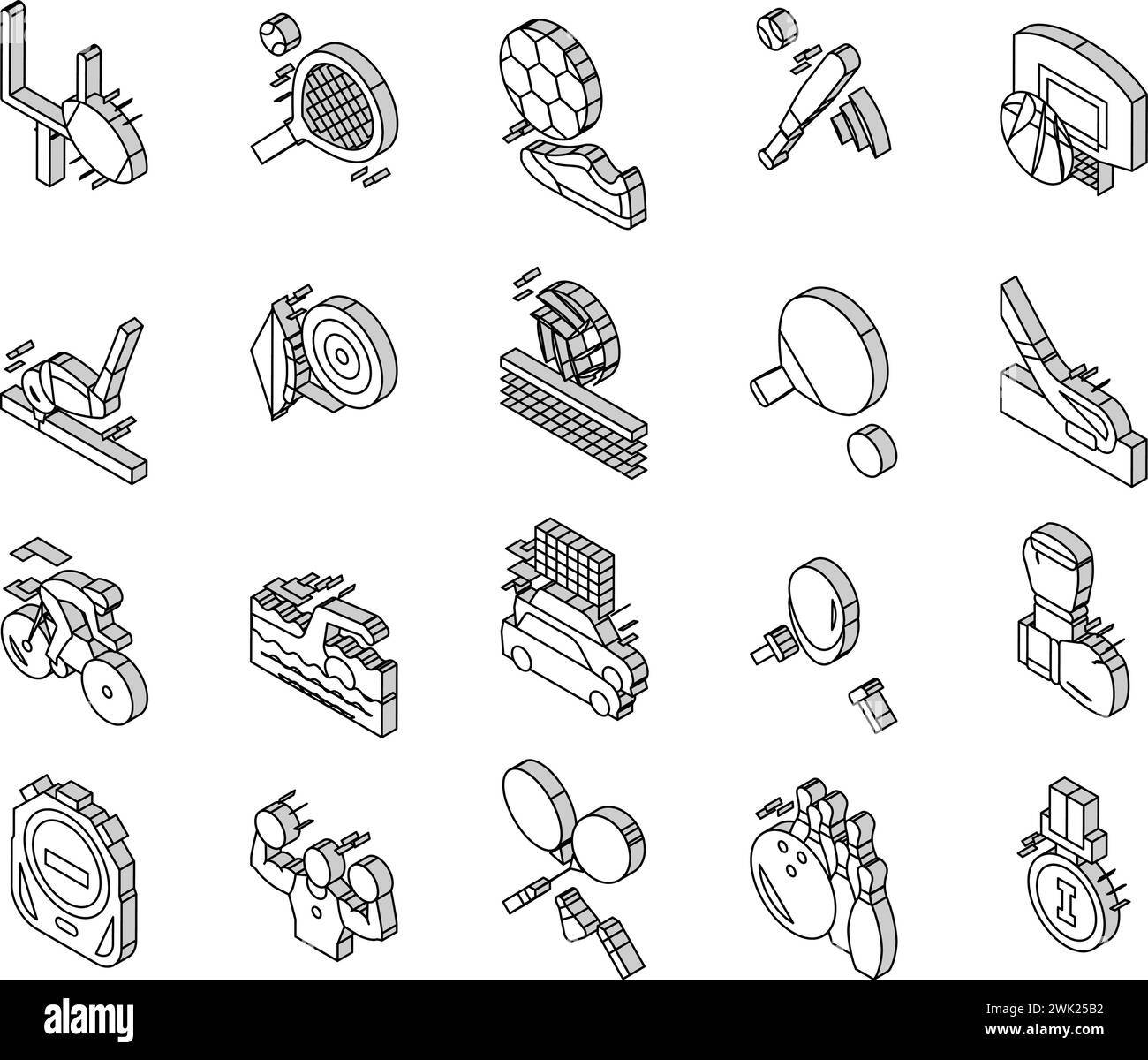 Sport Active Competitive Game isometric icons set vector Stock Vector ...