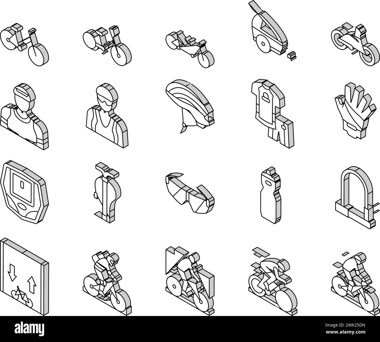 Bike Transport And Accessories isometric icons set vector Stock Vector ...