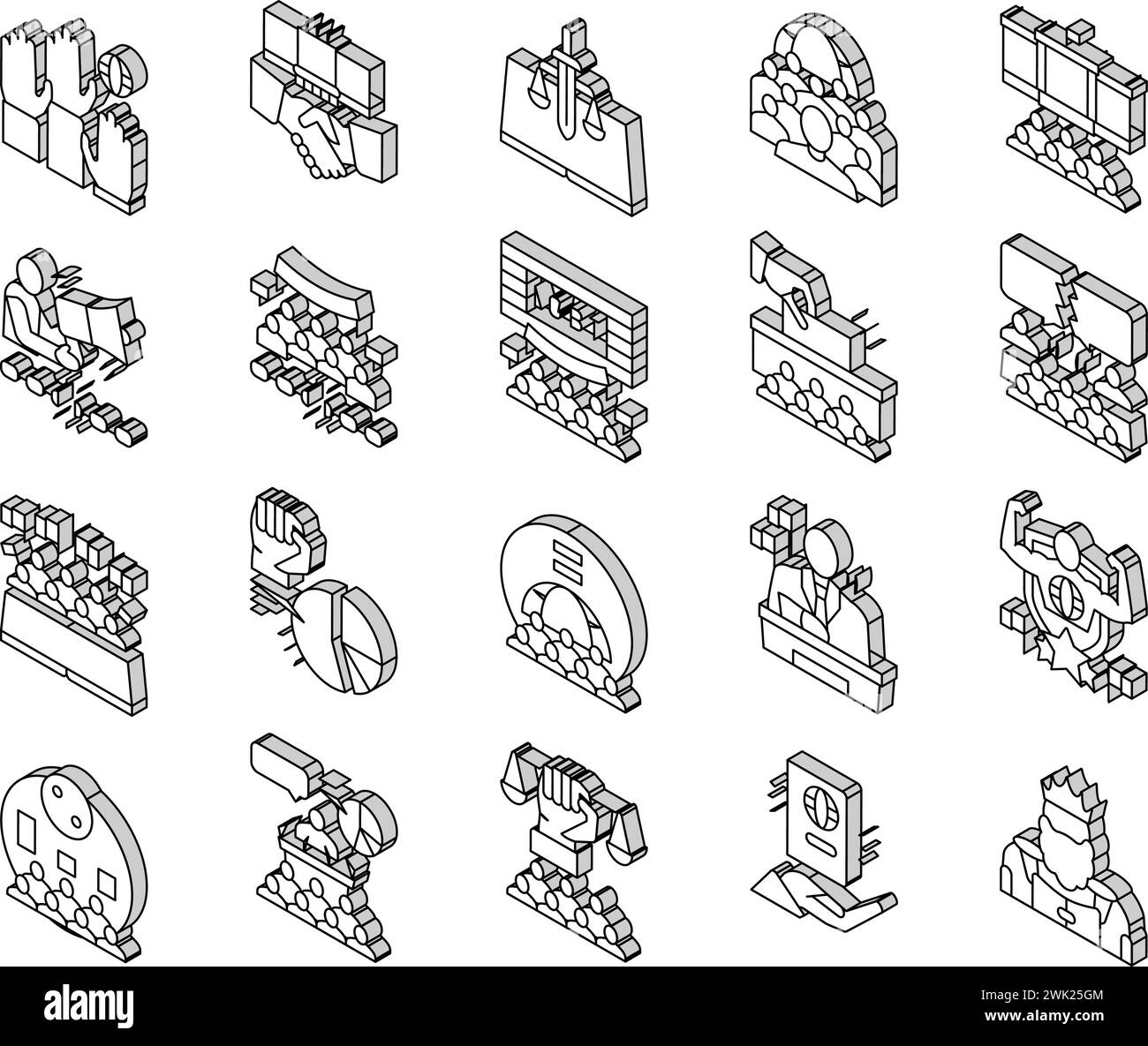 Democracy Government Politic isometric icons set vector Stock Vector ...