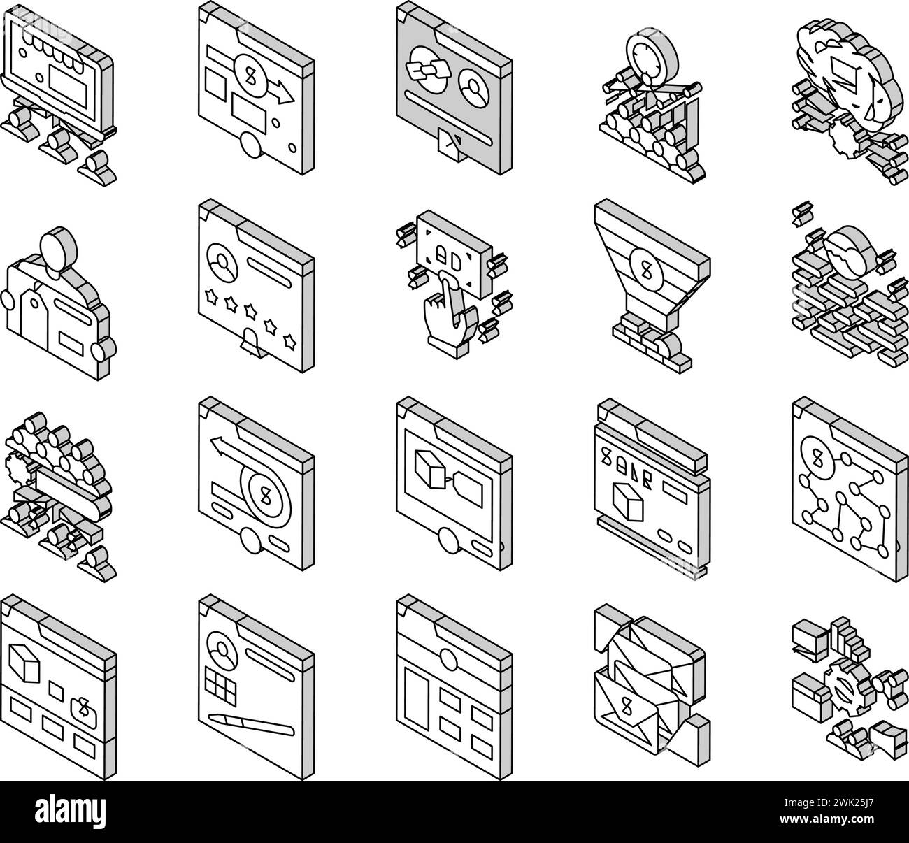 Affiliate Marketing And Commerce isometric icons set vector Stock ...
