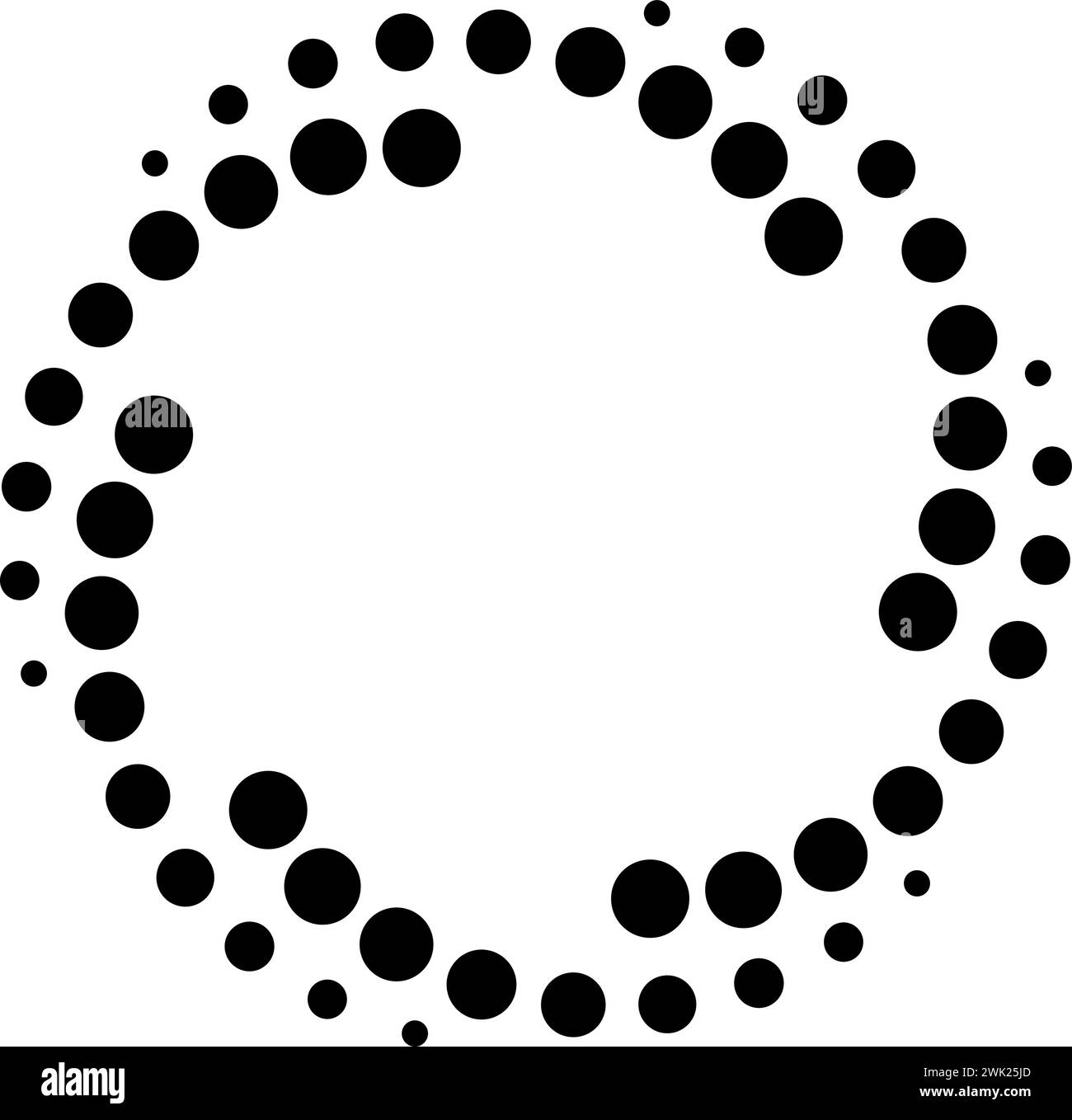 Dot gradient round spiral frame. Halftone effect vortex circle icon ...