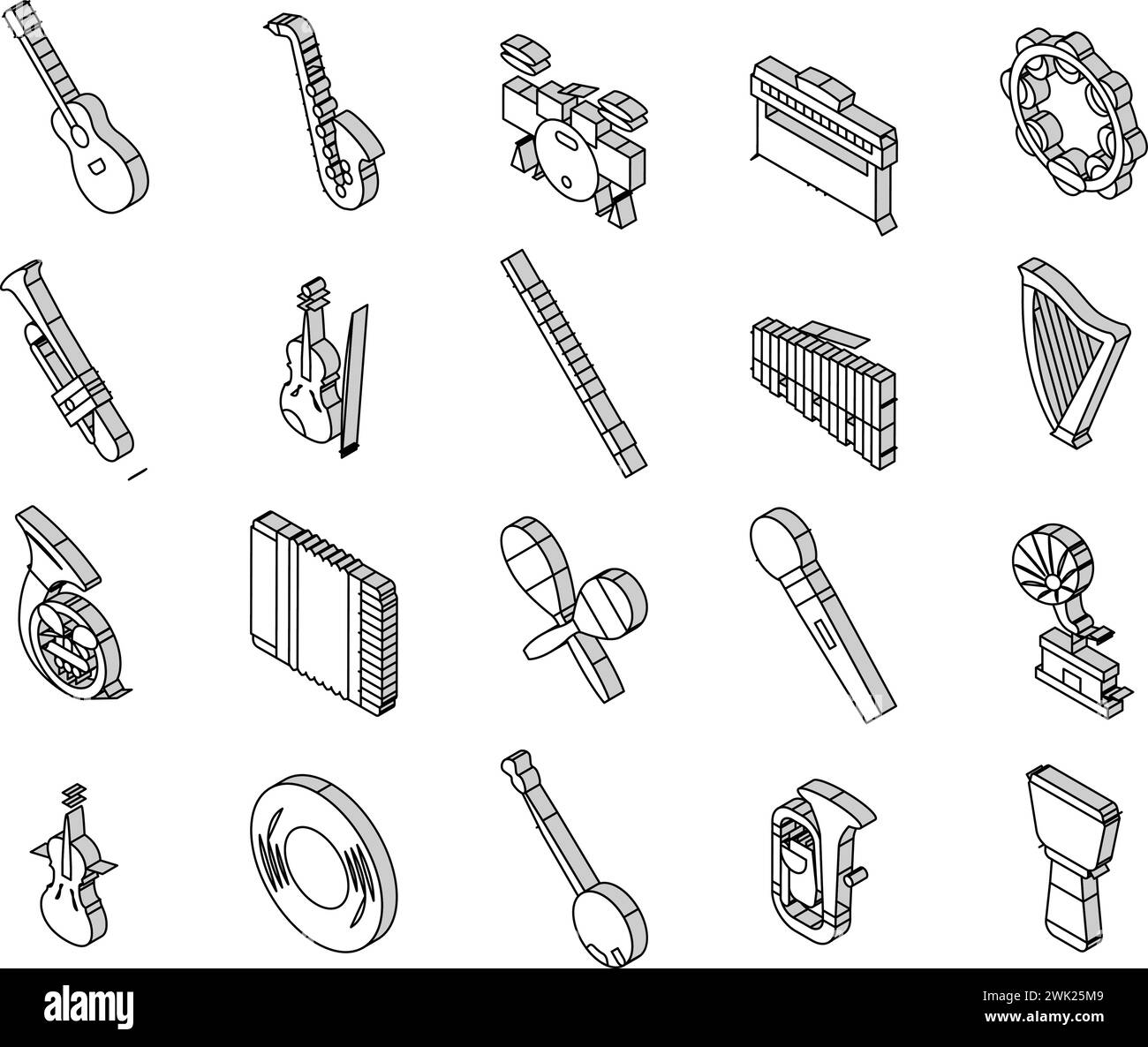 Music Instruments Performance isometric icons set vector Stock Vector ...