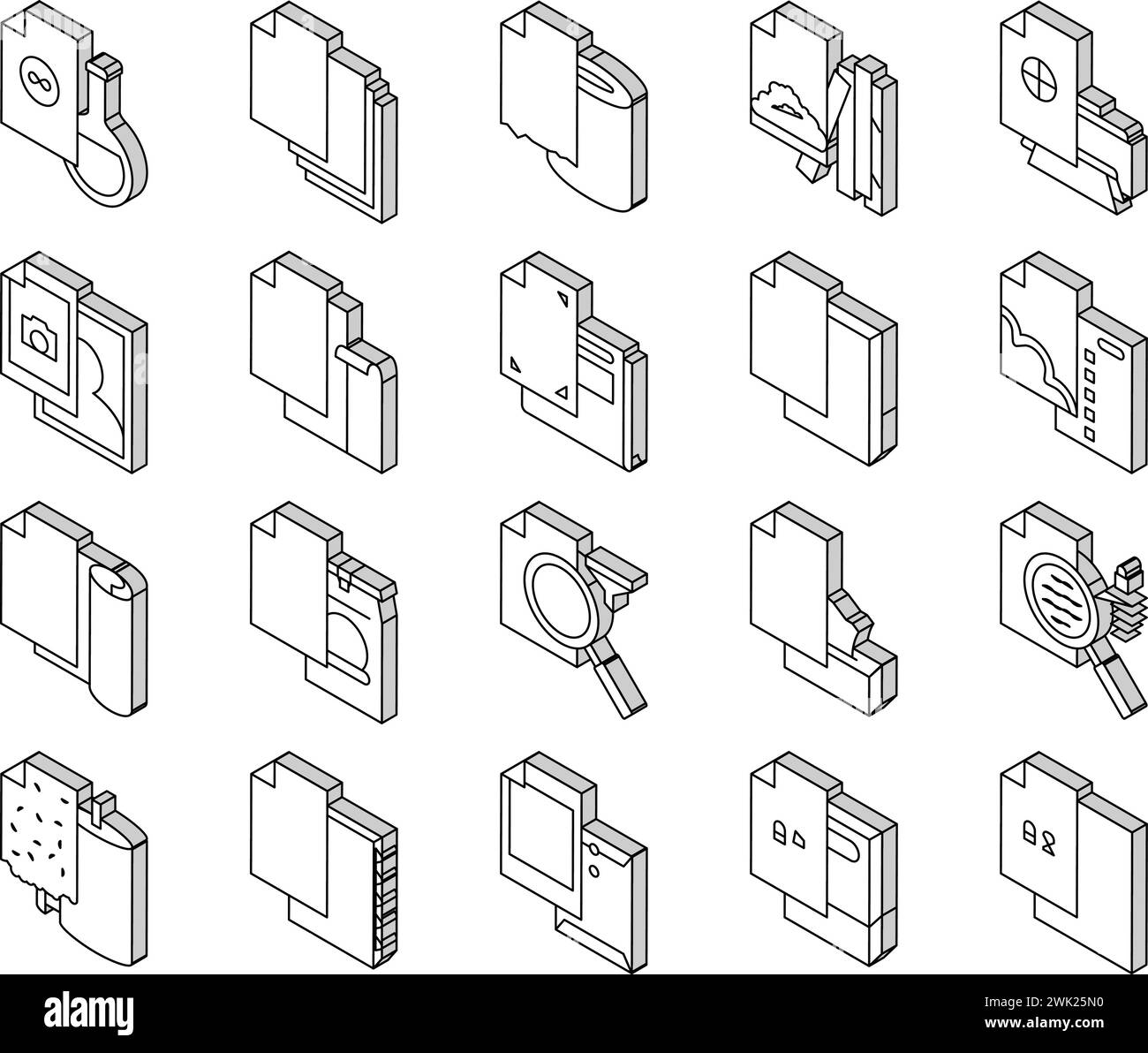 Paper List For Printing Poster Isometric Icons Set Vector Stock Vector Image And Art Alamy