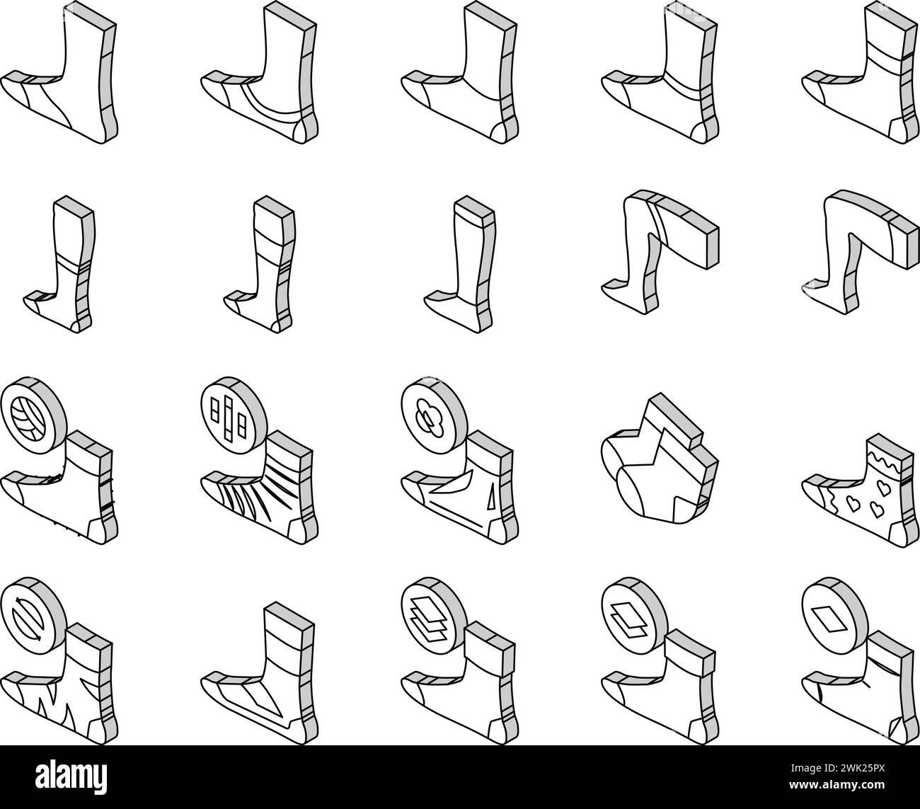 Socks Fabric Accessory Collection Isometric Icons Set Vector Stock