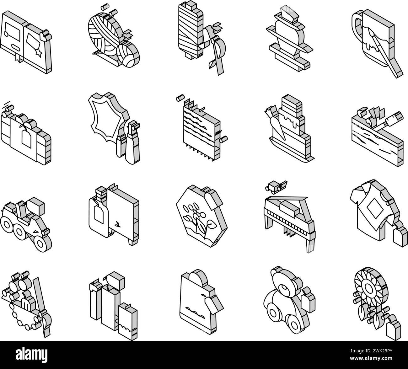 Diy Crafts Handmade Collection Isometric Icons Set Vector Stock Vector