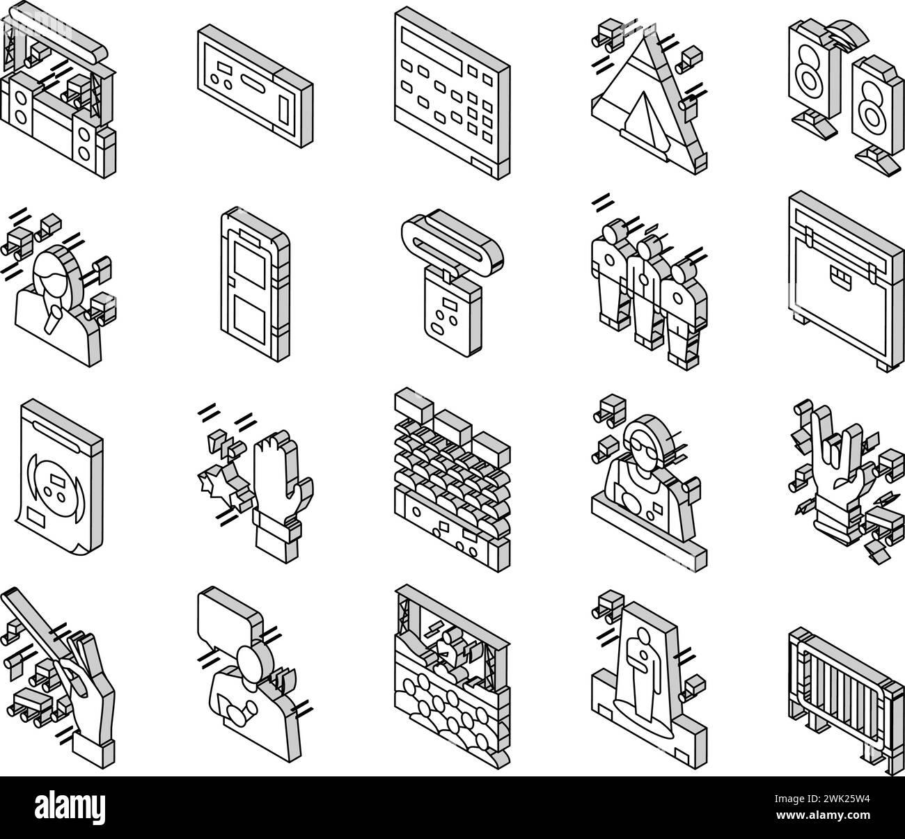 Music Festival Band Equipment isometric icons set vector Stock Vector ...