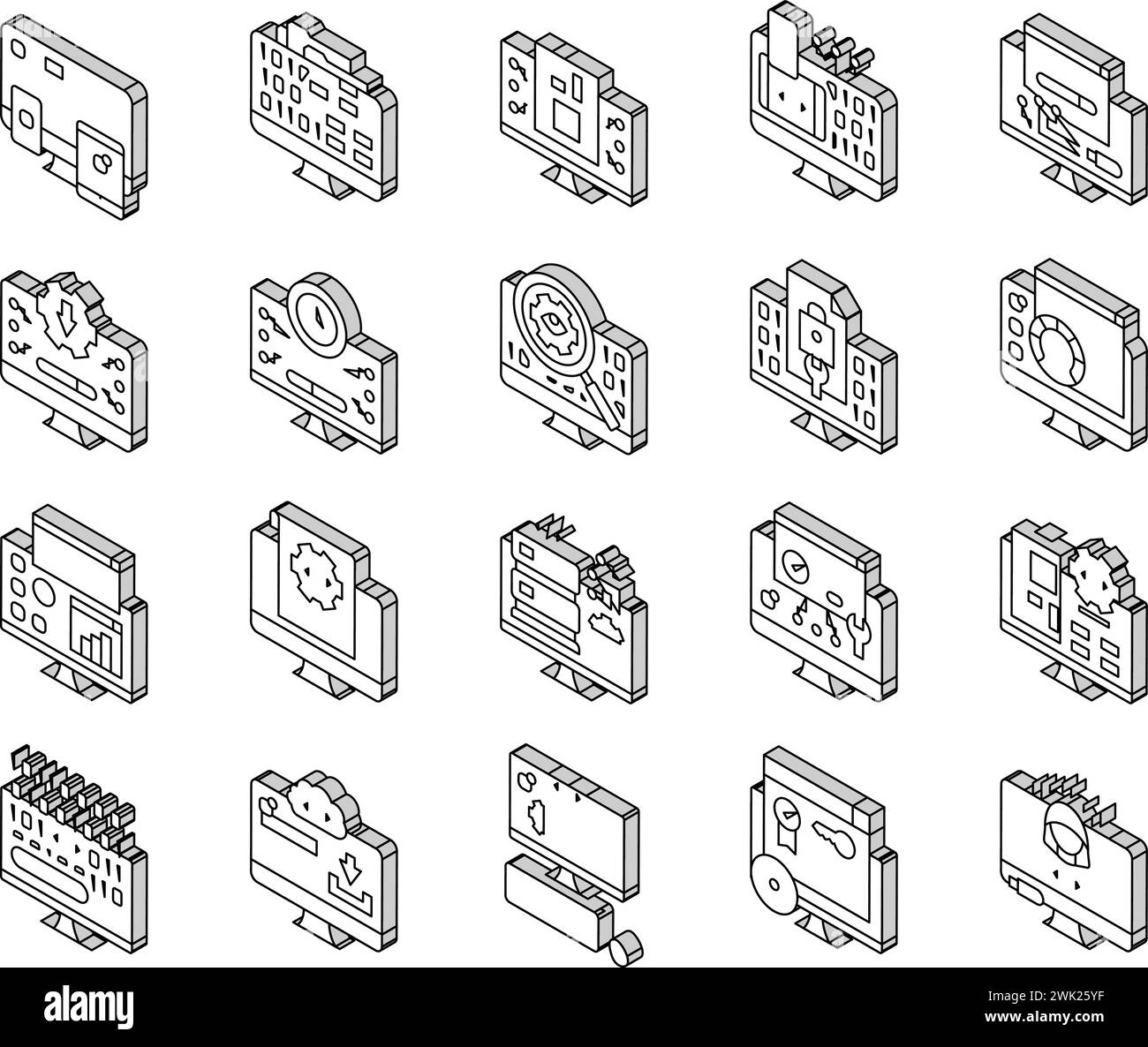 Software Program Development Isometric Icons Set Vector Stock Vector