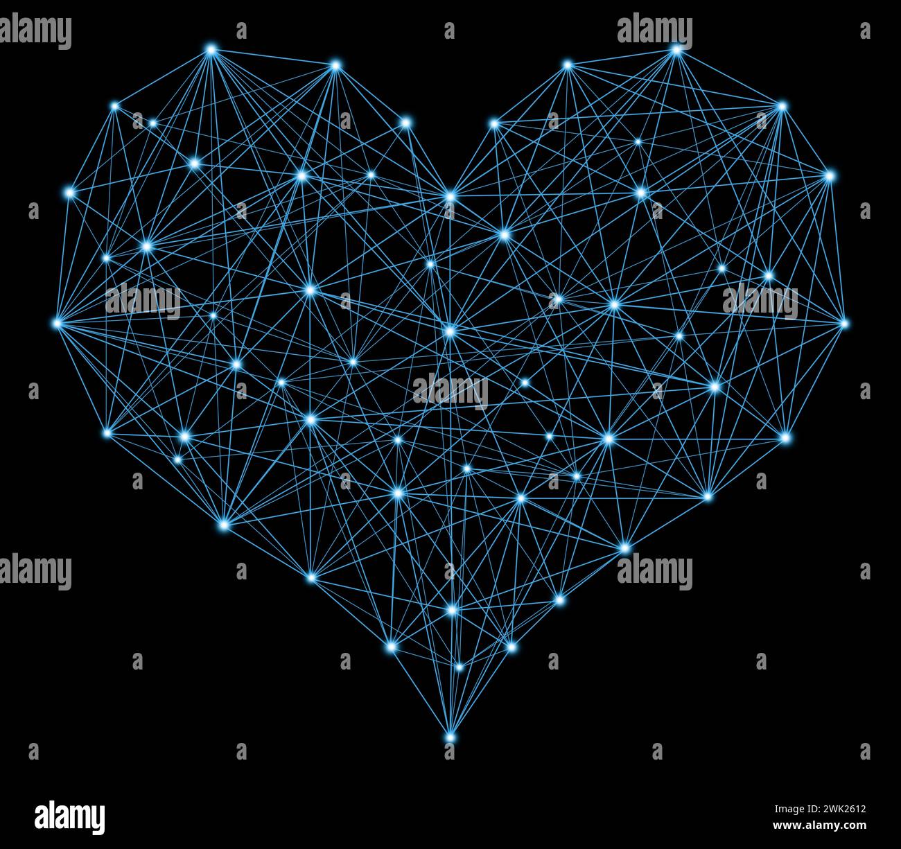love blue line network with light dot futuristic technology concept ...