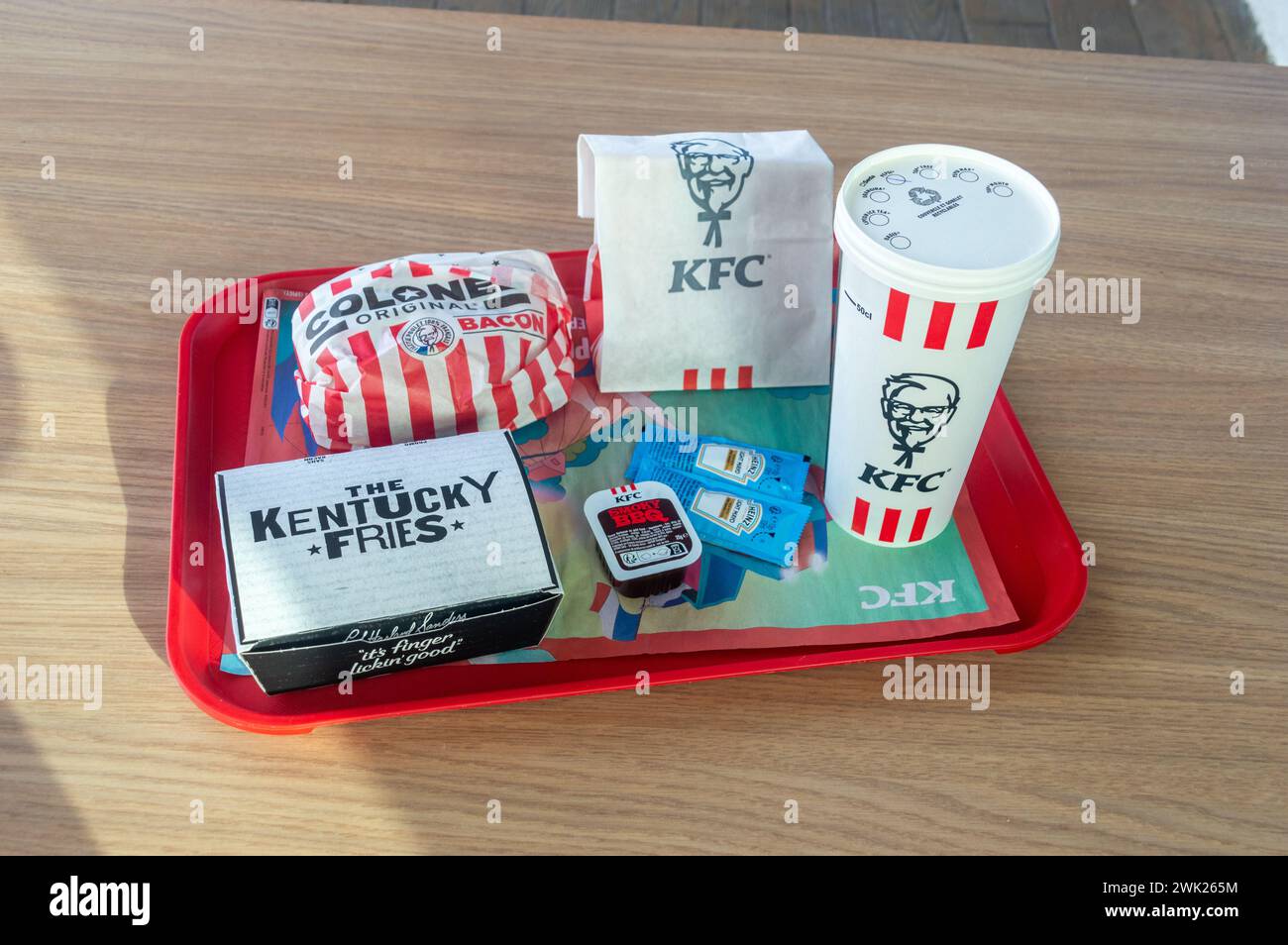 Cubzac-les-Ponts, France - September 5, 2023: KFC Colonel bacon ...