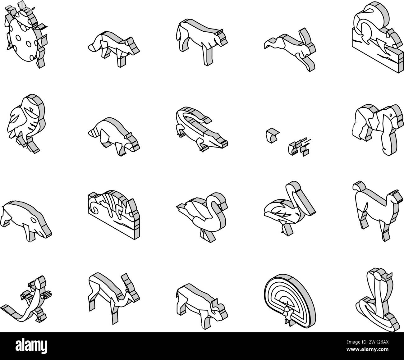 Wild Animals, Bugs And Birds isometric icons set vector Stock Vector ...