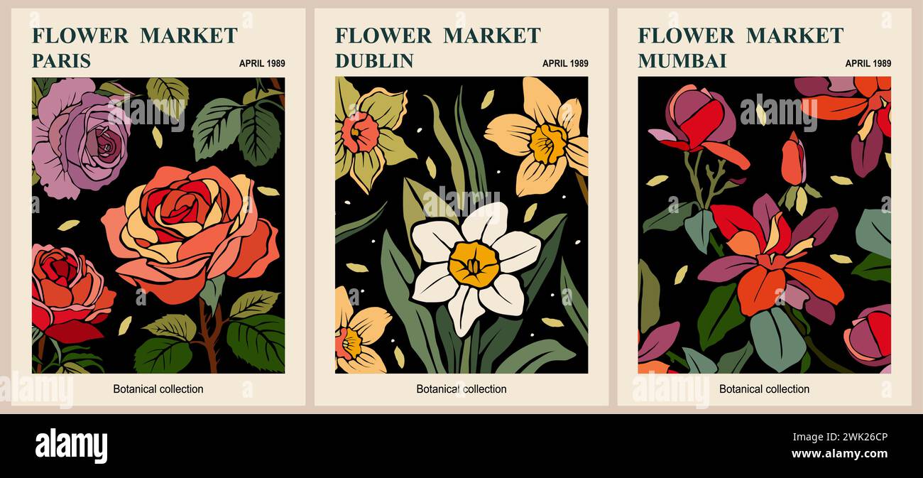 Abstract Flower Market poster vector art print Stock Vector Image & Art ...