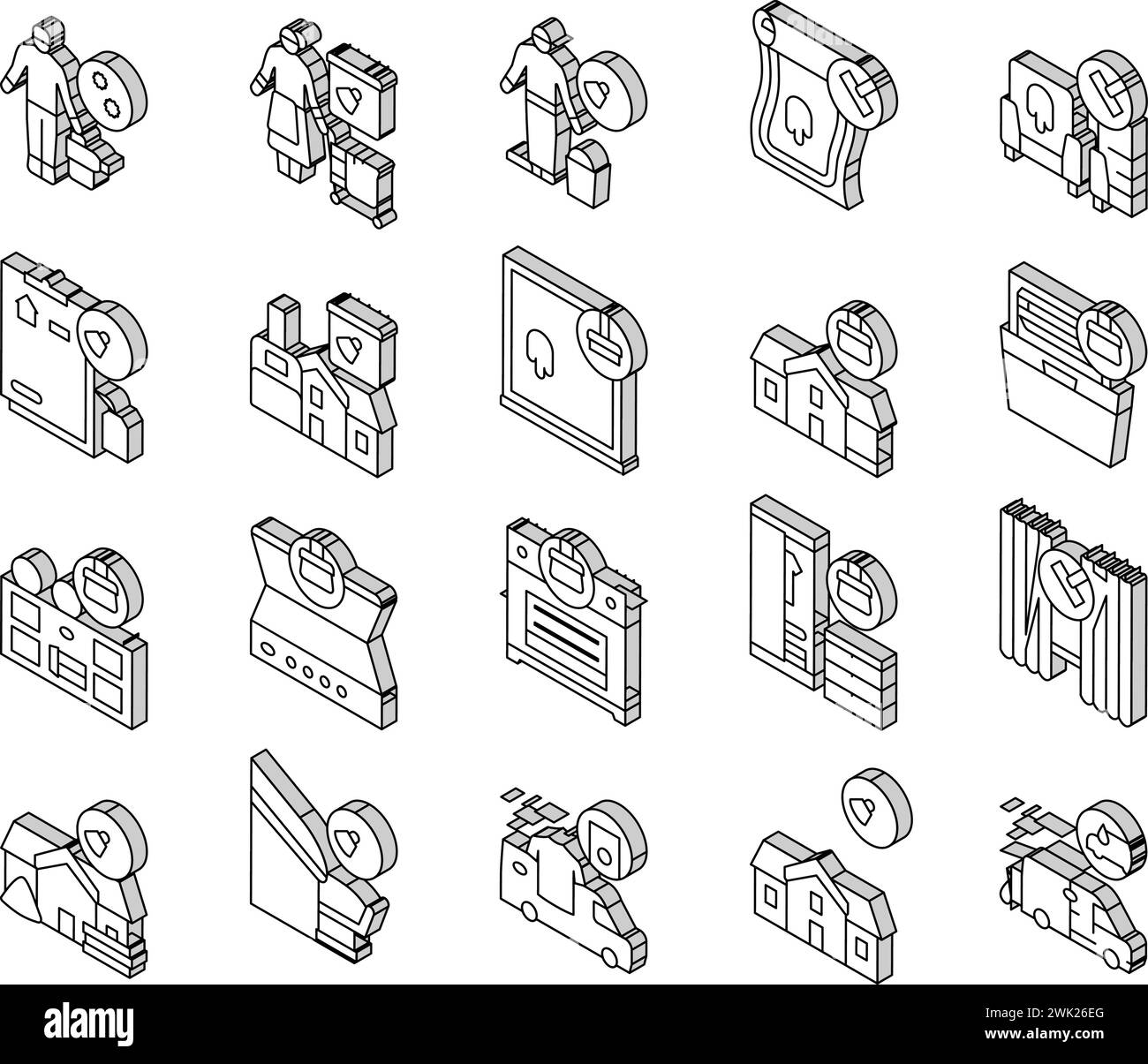 Cleaning Building And Equipment isometric icons set vector Stock Vector ...