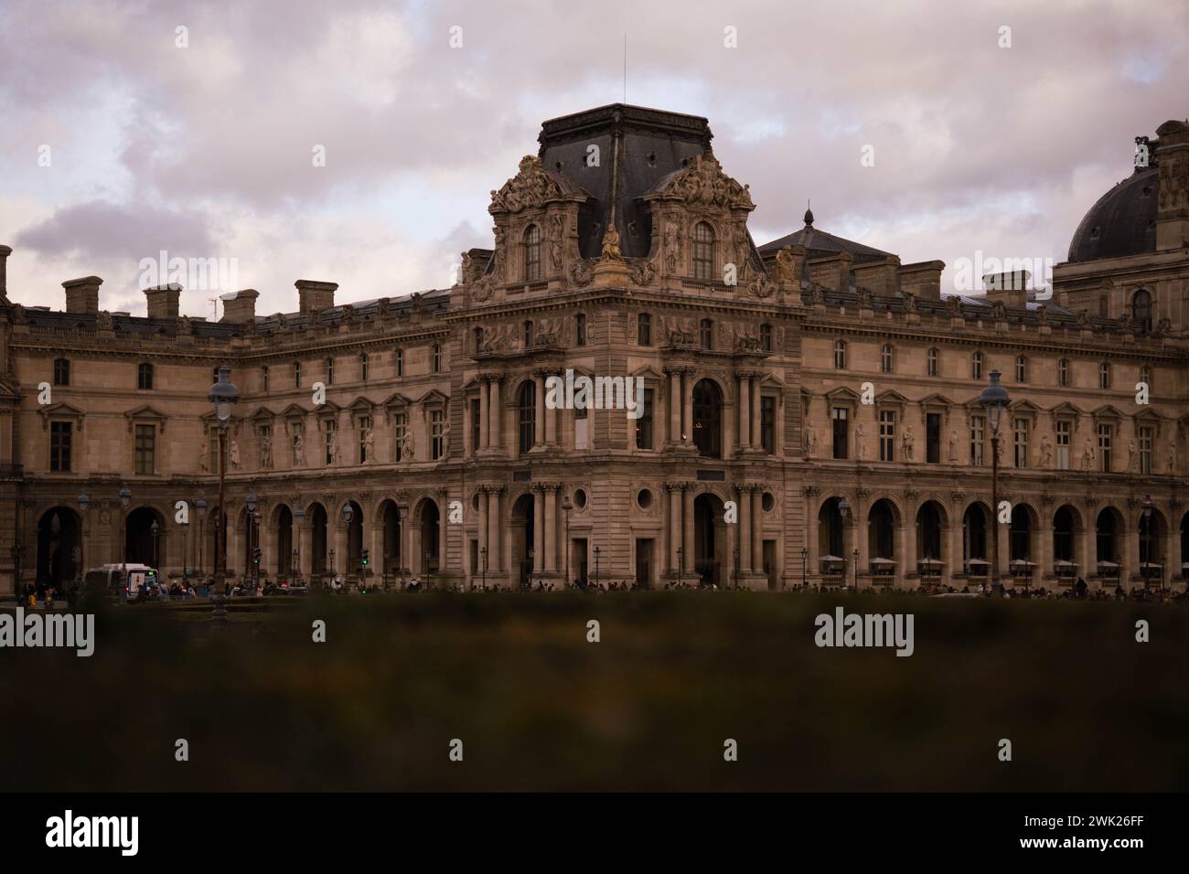 A stunning, monumental architecture with pedestrians passing by Stock ...