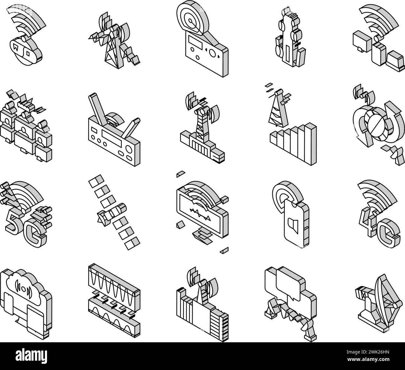 Telecommunication Technology isometric icons set vector Stock Vector ...