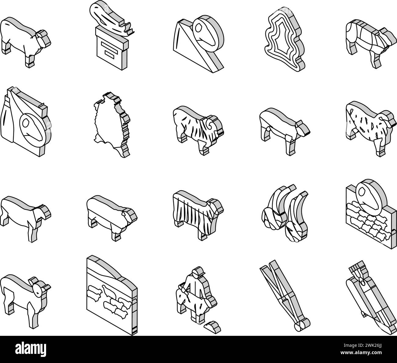 Sheep Breeding Farm Business isometric icons set vector Stock Vector ...